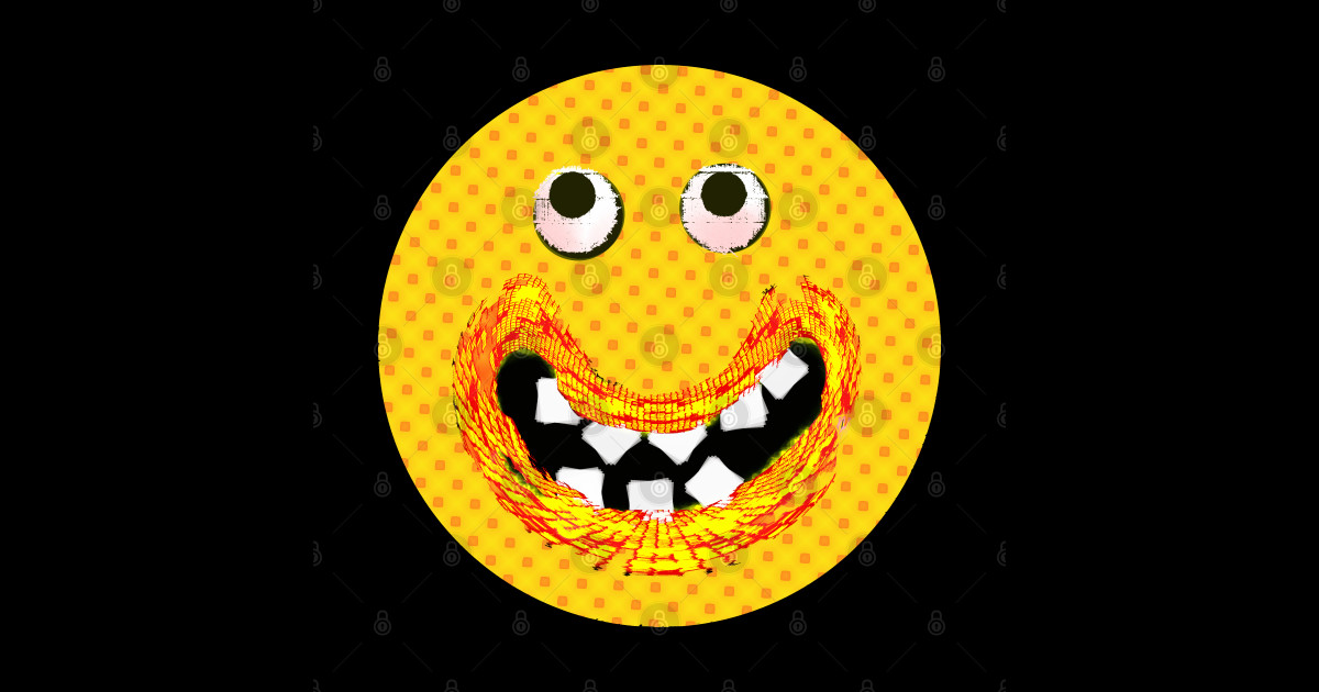 Goofy Orange Smile Emoji Pixel Smilng Face - Emoji - Posters and Art ...