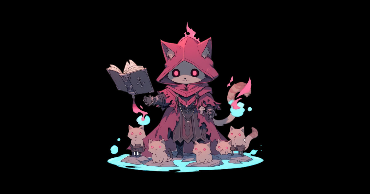 Cute Necromancer Cat Hero - Heroes - Sticker | TeePublic