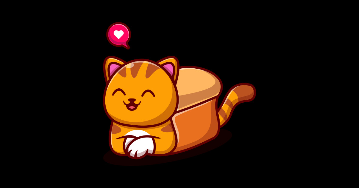 Cute Cat Bread Cartoon - Cute Cat Bread Cartoon - Sticker | TeePublic