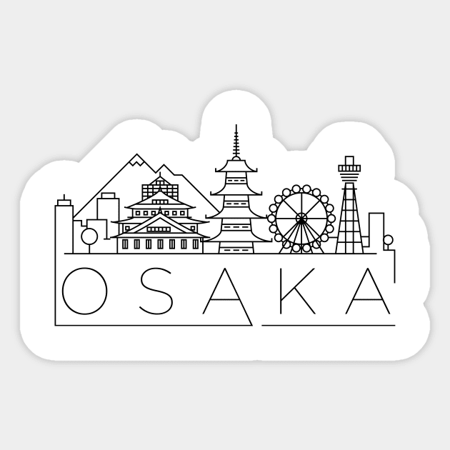 Osaka Minimal Skyline - Osaka - Sticker | TeePublic