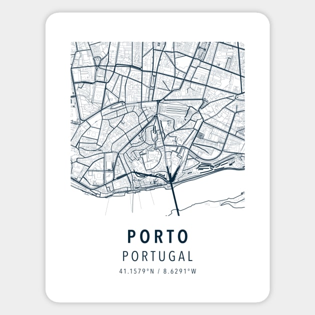 porto portugal simple map - Maps - Sticker | TeePublic