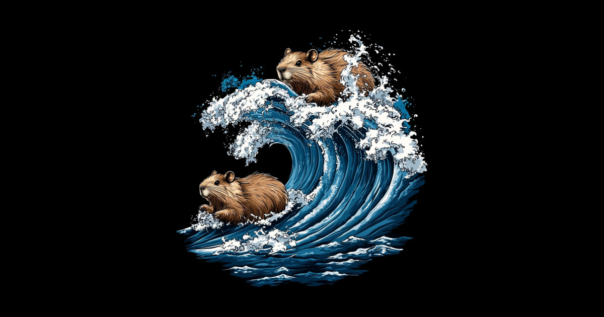 Capybaras Wave - Capybara - Sticker | TeePublic