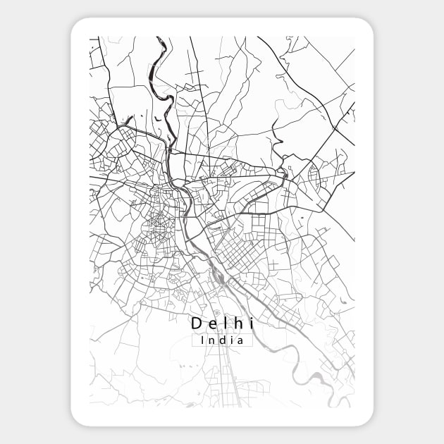 Delhi India City Map - Delhi - Sticker | TeePublic