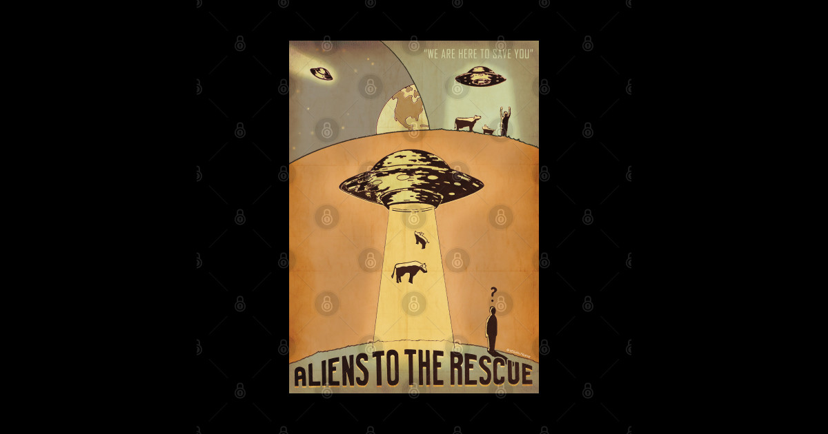 Aliens to the rescue - mission: Cows and Pigs - Compassion - Sticker ...