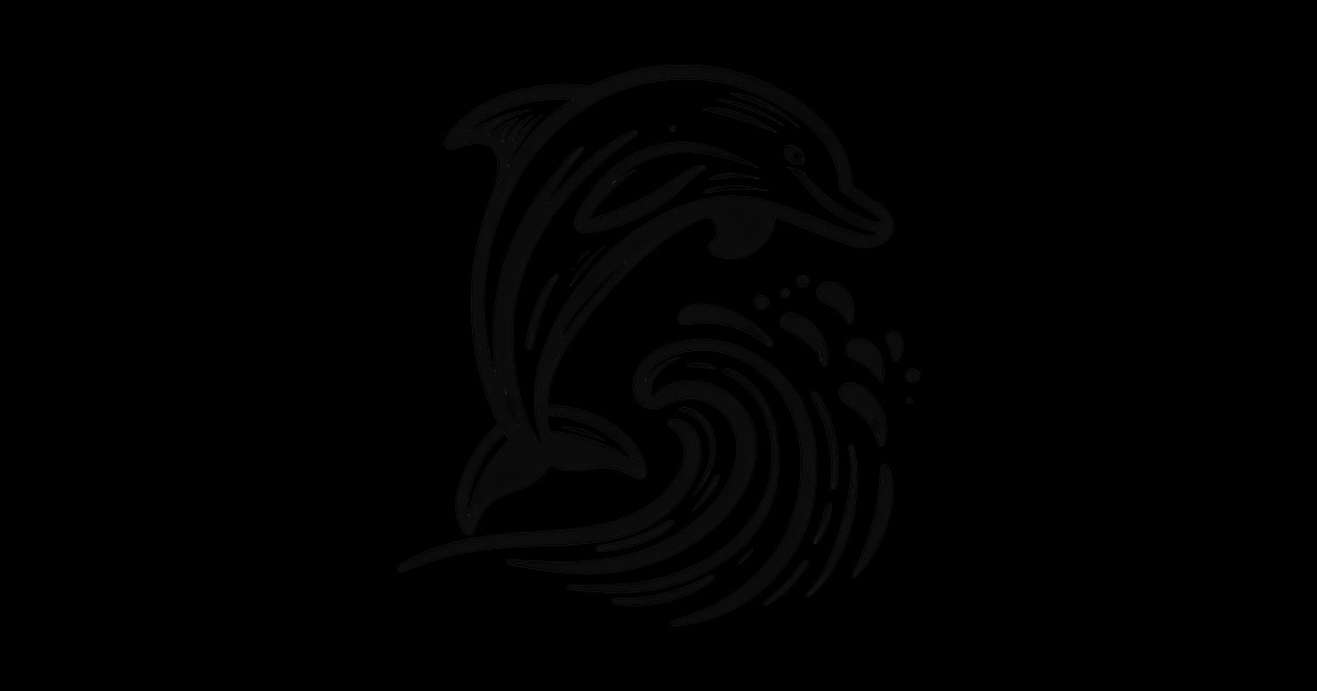 Stick Figure of a Dolphin in Black Ink - Stick Figure Dolphin - Sticker ...