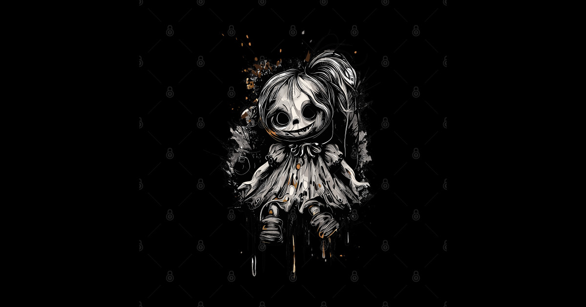 Spooky haunted ink doll - Spooky Season - Sticker | TeePublic