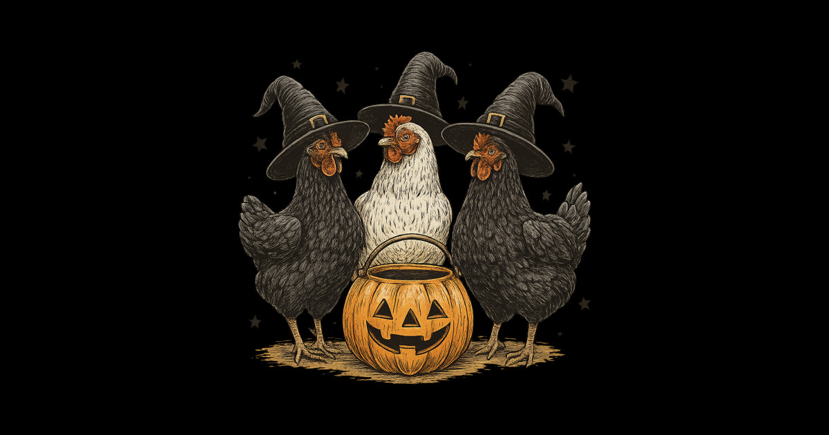 Halloween Chickens With Witch Hats - Halloween - Sticker | TeePublic