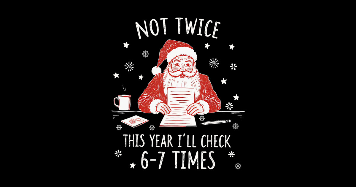 Funny Santa Double Check List Christmas Humor Retro Holiday Design ...