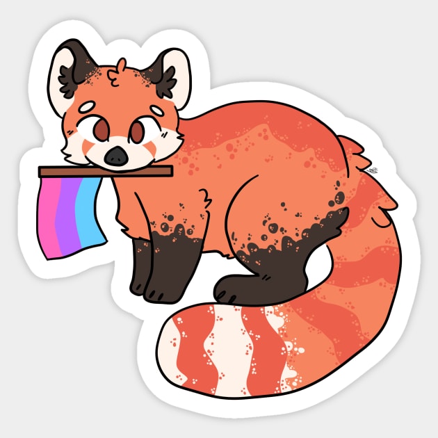 bisexual pride red panda - Bi - Sticker | TeePublic