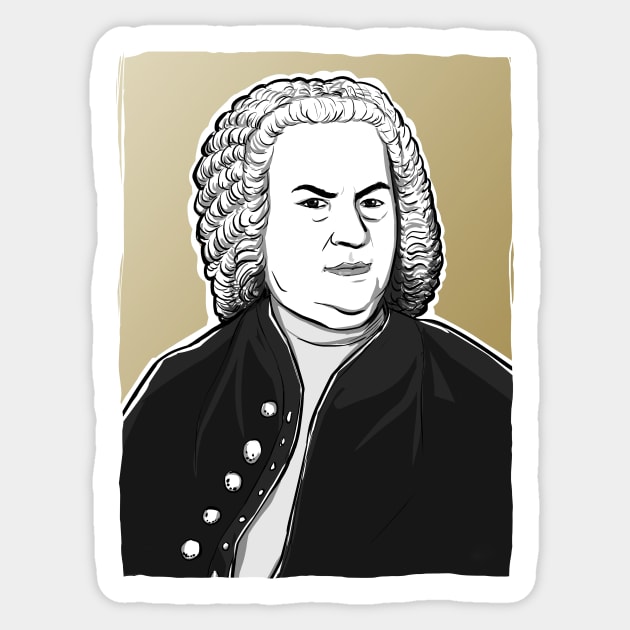 Johann Sebastian Bach in black, white and gold - Gold - Sticker | TeePublic