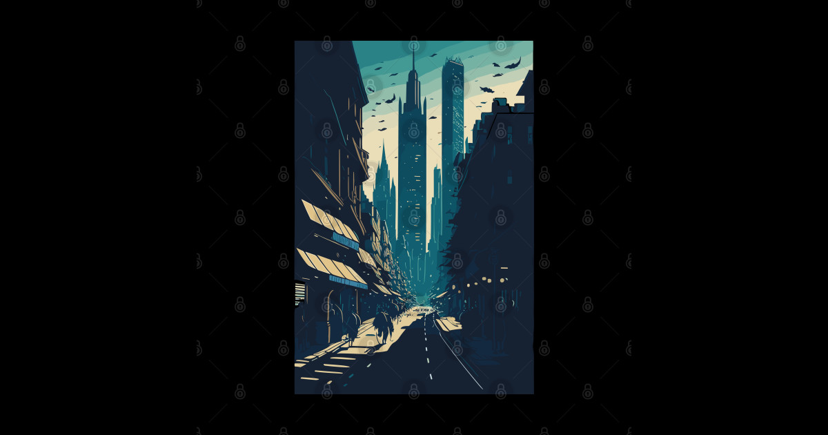 New York City street with skyscrapers - City Life - Sticker | TeePublic
