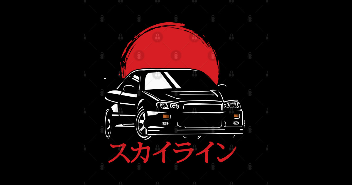 NISSAN SKYLINE GTR R34 - Nissan Gtr - Sticker | TeePublic