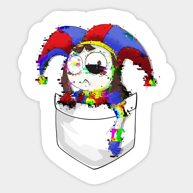 Glitched Pomni To Go - Pomni - Sticker | TeePublic