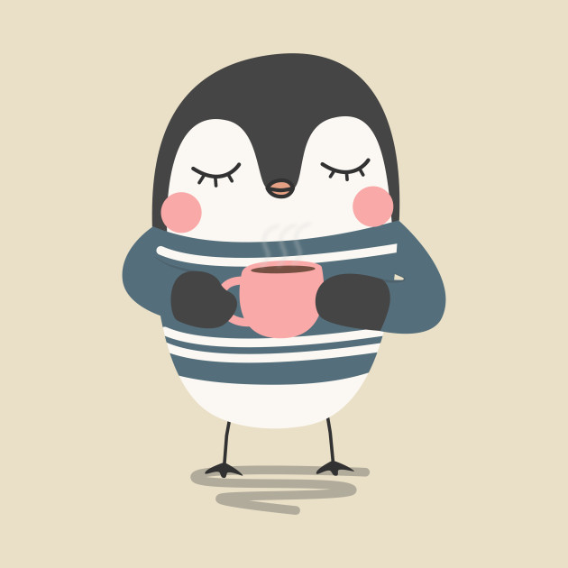 Cute Penguin Drinking Coffee T-Shirt - Penguin - T-Shirt | TeePublic