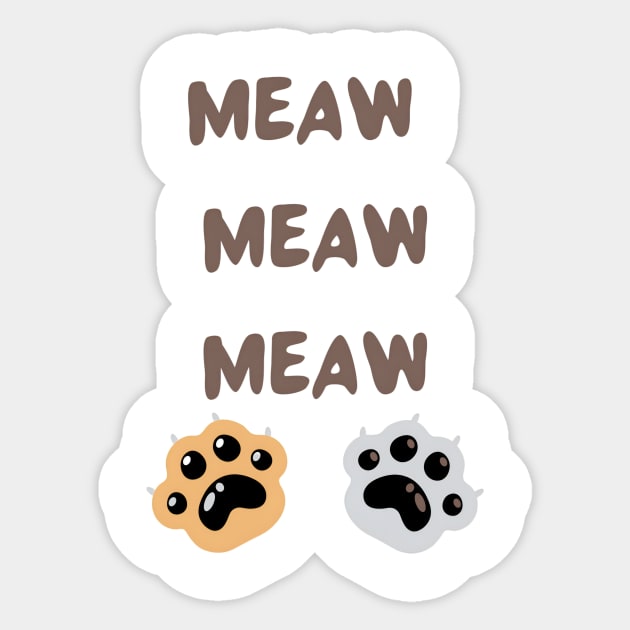 Meaw meaw cat illustration and typography - Meaw - Sticker | TeePublic