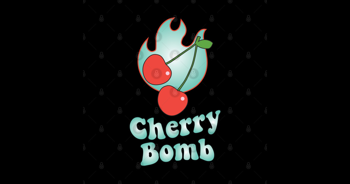 Cherry Bomb and Teal Flaming Design - Cherry Bomb - Sticker | TeePublic