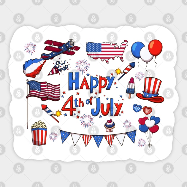 Happy 4th of July - Happy 4th Of July - Sticker | TeePublic