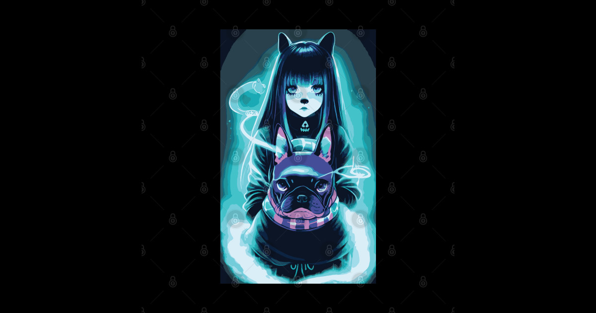 Emo Girl with French Bully - Emo Girl With French Bully - Sticker ...