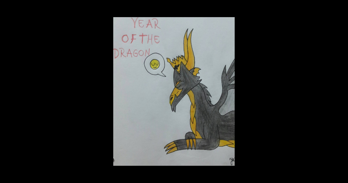 Year of the Dragon with Scorn - Drawing Design - Sticker | TeePublic