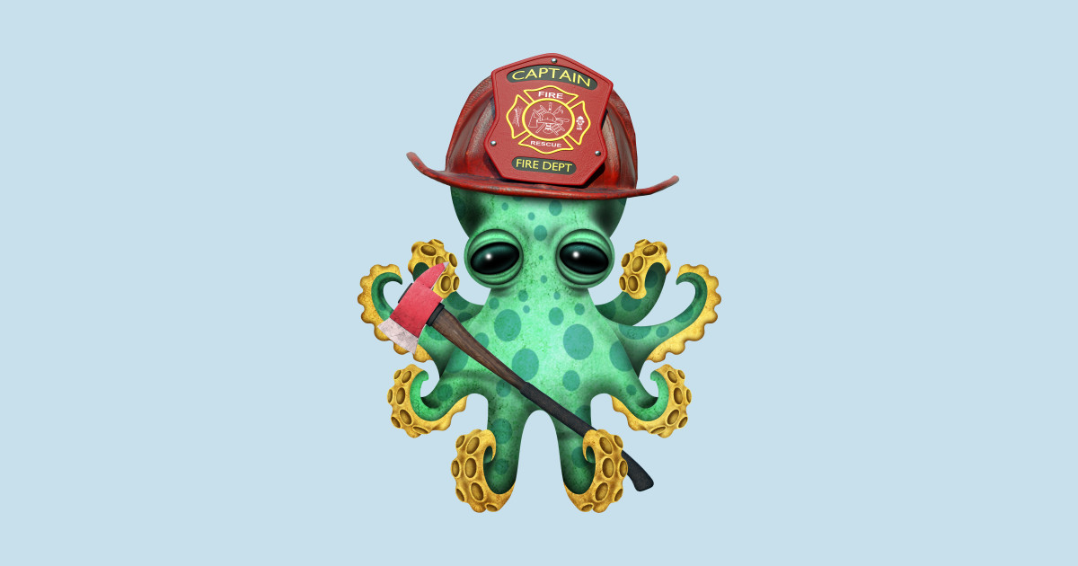 Cute Baby Octopus Firefighter - Octopus - T-Shirt | TeePublic