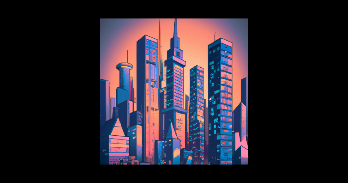 Retro Big City - Retro City - Sticker | TeePublic