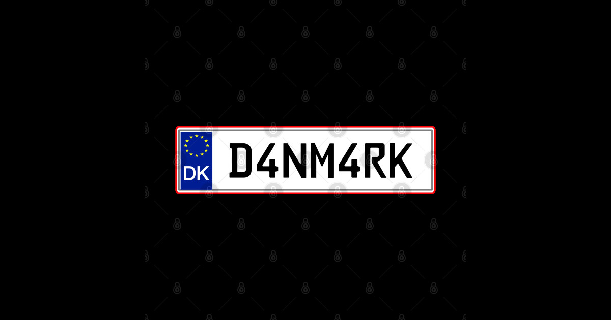 Denmark car license plate - Denmark - Sticker | TeePublic