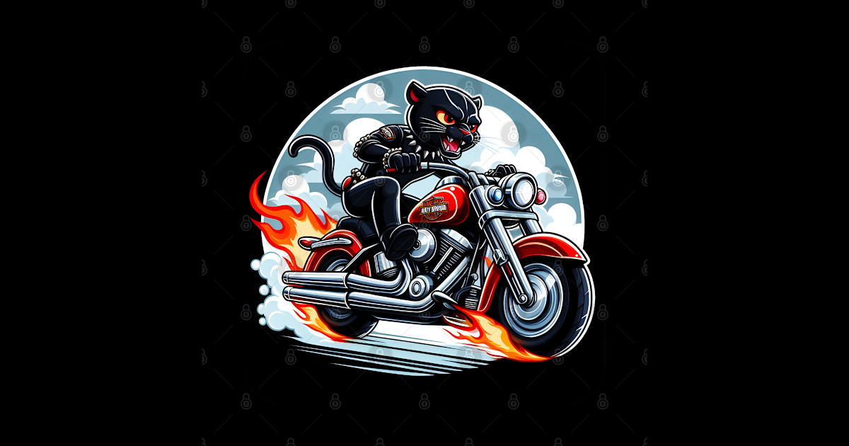 Black Panther riding a Motorcycle #1 - Black Panther Cat - Sticker ...
