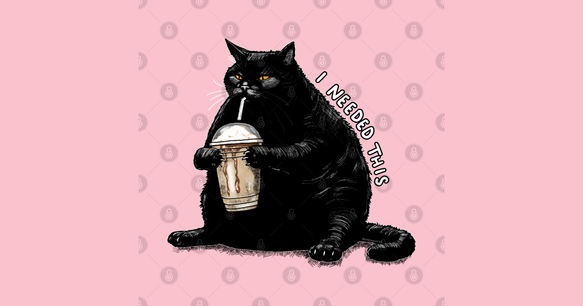 Chonky Cat I Needed This Caramel Iced Frappe - Cat - T-Shirt | TeePublic