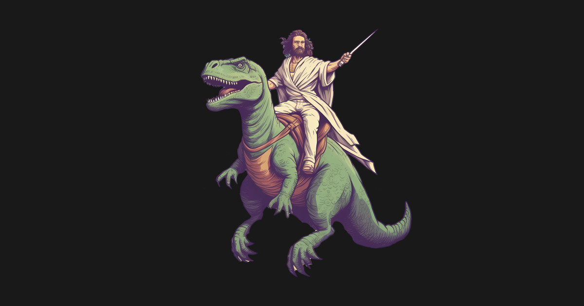 Jesus riding t rex, Funny Christian Design - Christian - T-Shirt ...