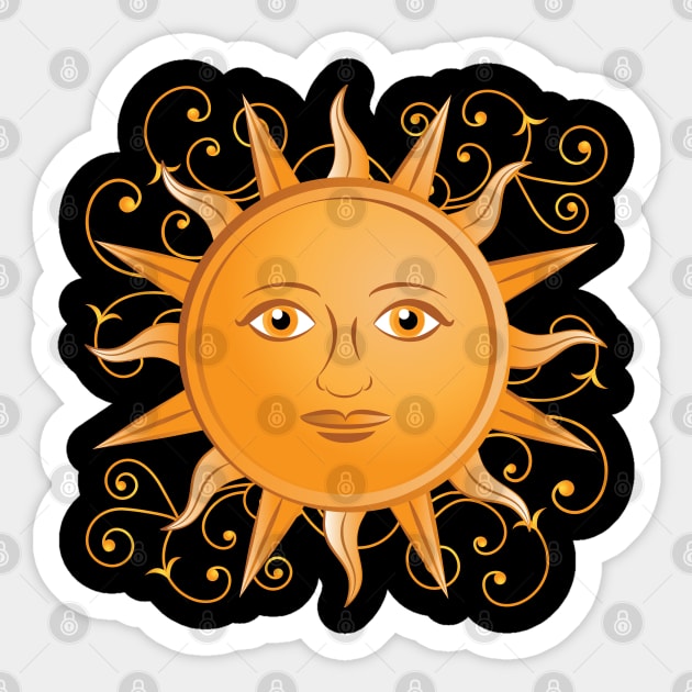 Whimsical Sun Design - Space - Sticker | TeePublic