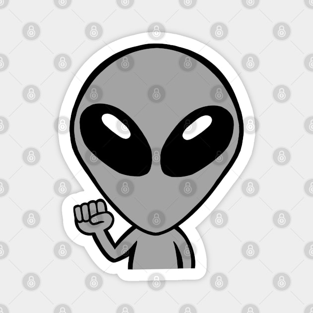 Space Alien Raised Fist Hand Sign - Raised Fist - Magnet | TeePublic