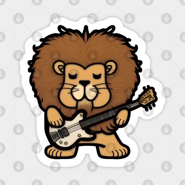 Lion Playing Bass Guitar - Lion Bass Guitar - Sticker | TeePublic