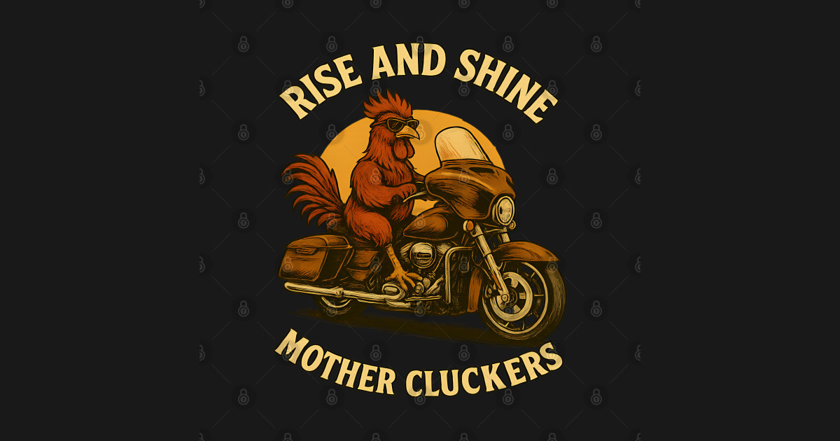 Motorcycle Rise And Shine Mother Cluckers - Motorcycle Humor Slogan - T ...