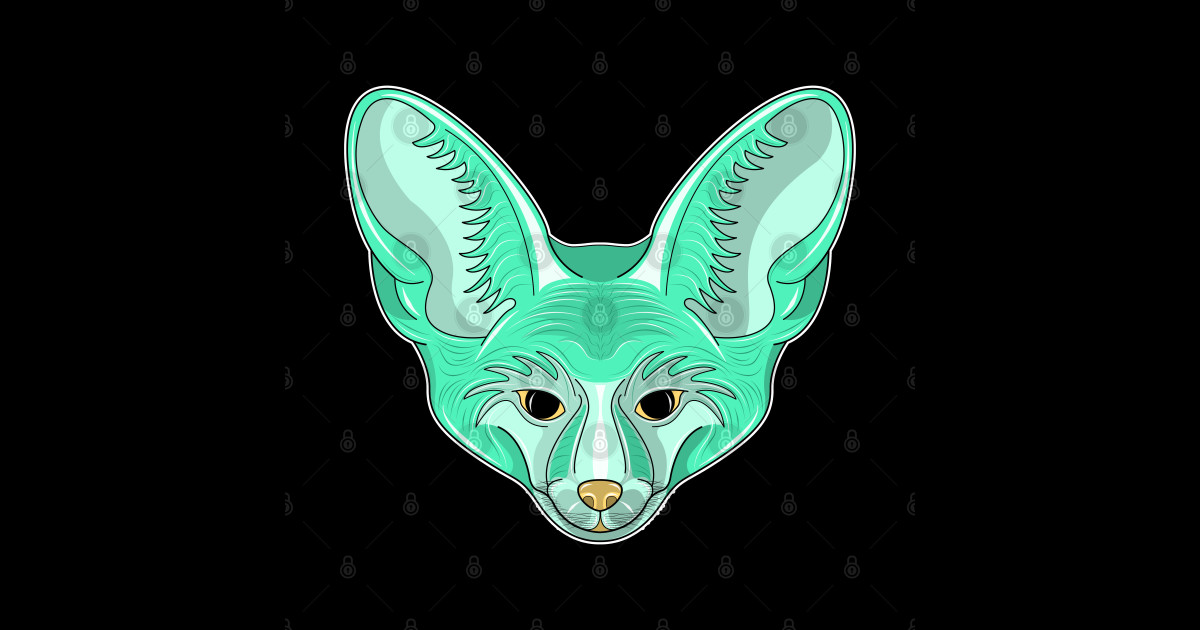 cute cyan bat eared fox face cartoon - Fox Lover - Sticker | TeePublic