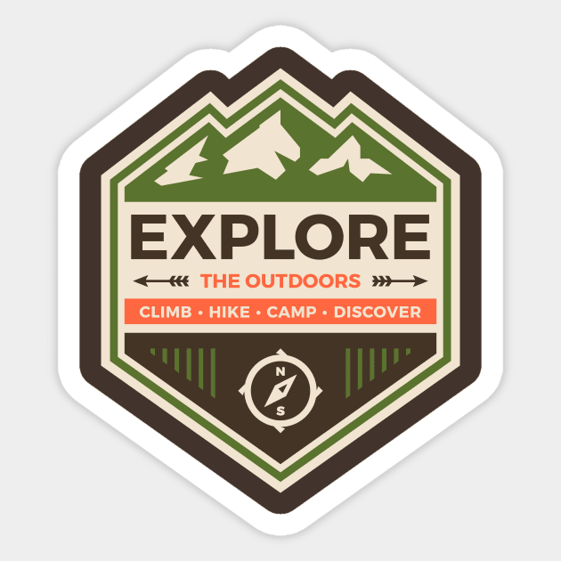 Explore the Outdoors - Mountain - Sticker | TeePublic
