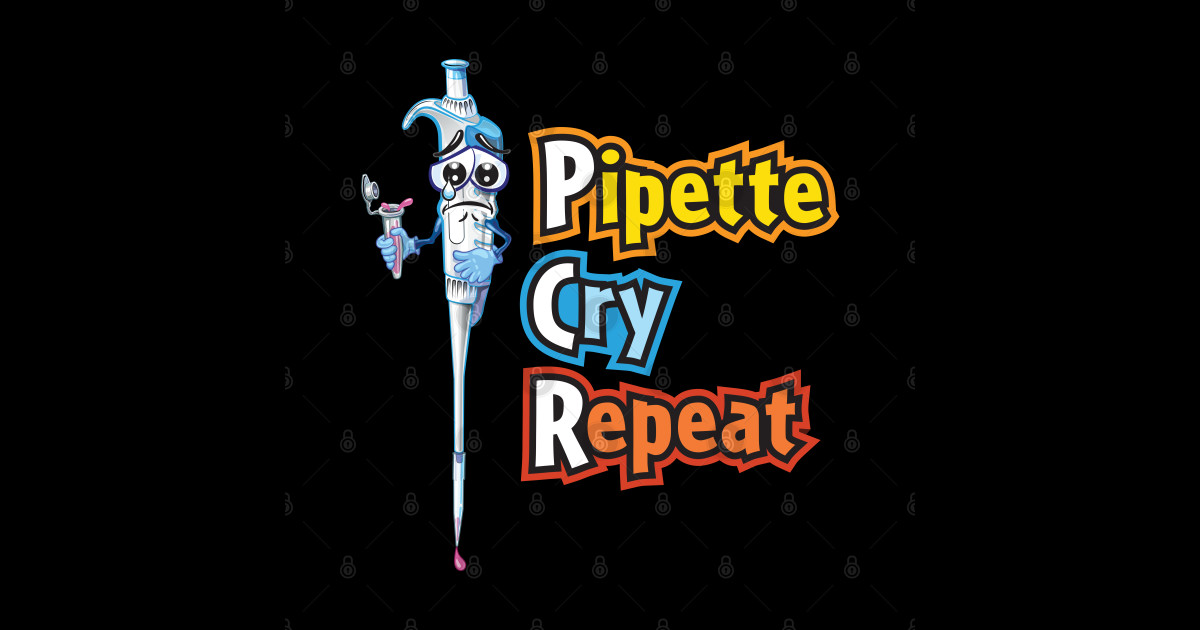 Pipette Cry Repeat Sad Cartoon Character - Pcr - Sticker | TeePublic