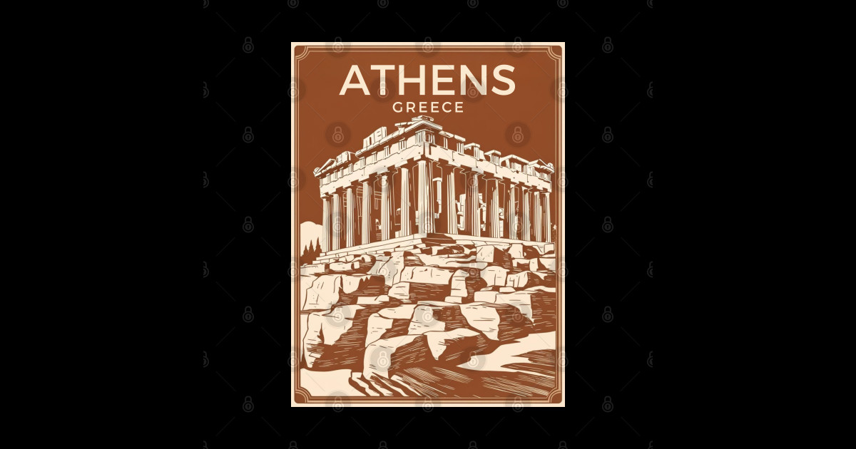 A Vintage Travel Illustration of Athens - Greece - Athens - Sticker ...
