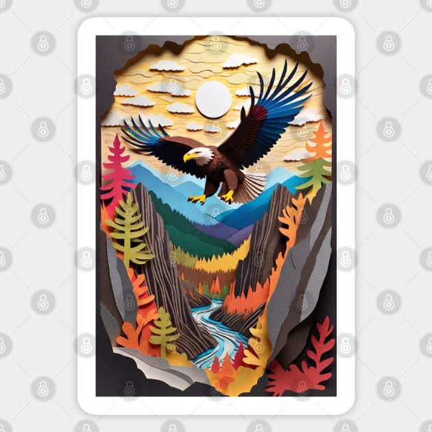 Papercut Bald Eagle - Bald Eagle - Sticker | TeePublic