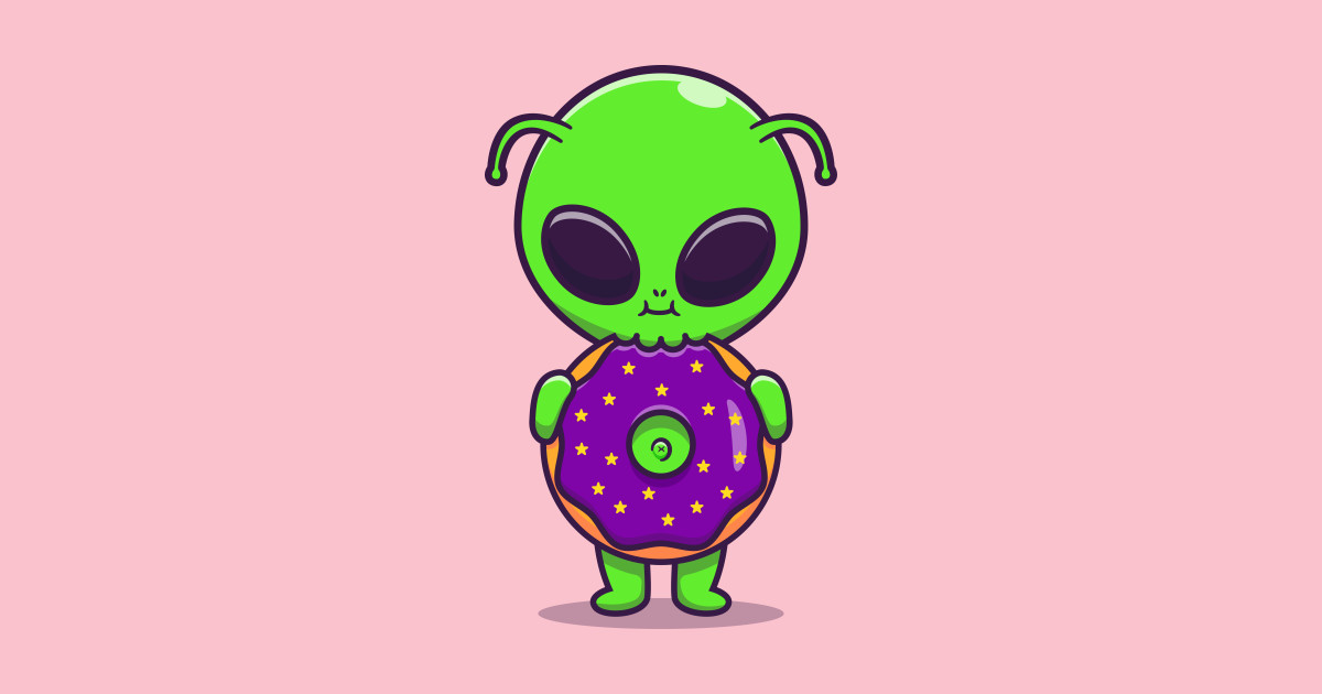 Cute Alien Eating Doughnut Cartoon - Cute Alien Eating Doughnut Cartoon ...