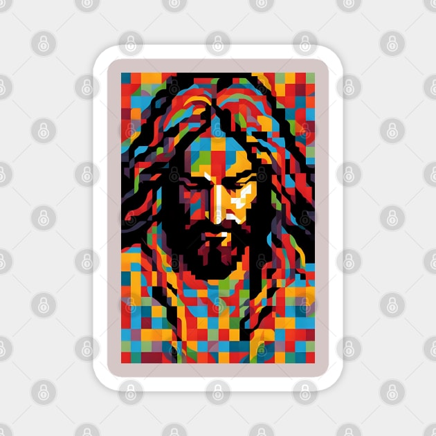 Pixelated Jesus Christ art - Jesus Christian Pixel Art - Magnet | TeePublic