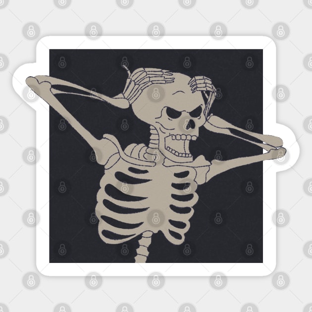 funny cartoon screaming skeleton - Funny Skeleton - Sticker | TeePublic