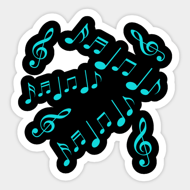 Blue Musical Notes - Musical - Sticker | TeePublic