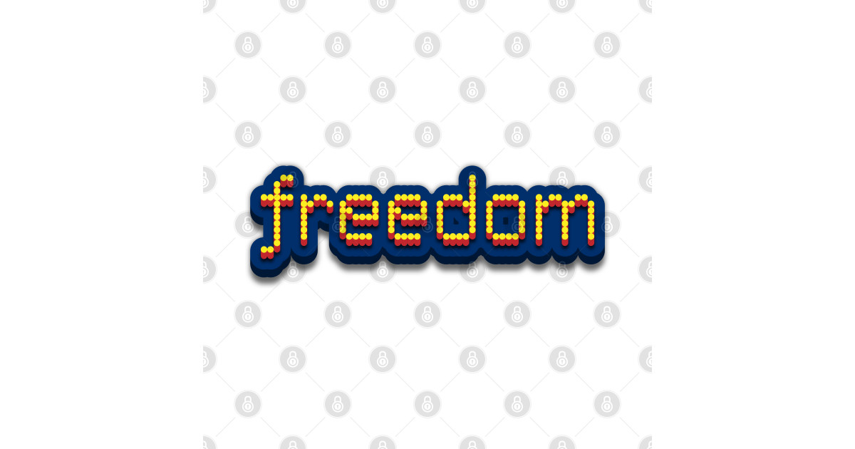 Pixel Dot Freedom Typography Design - Freedom - T-Shirt | TeePublic