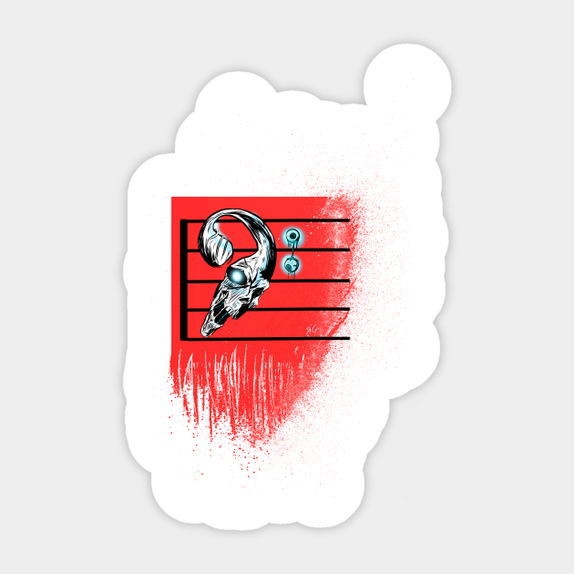 Red Skull Bass Clef - Bass - Sticker | TeePublic