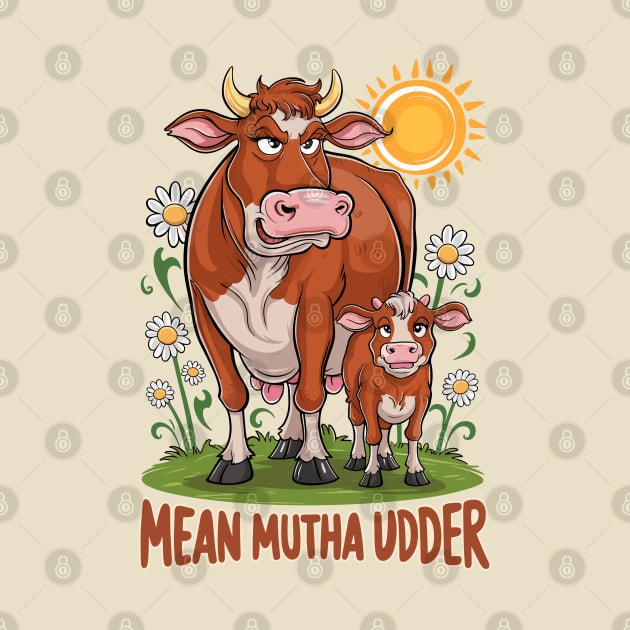 Mean Mutha Udder - Cow and Calf - Summer Funny - Cow - T-Shirt | TeePublic