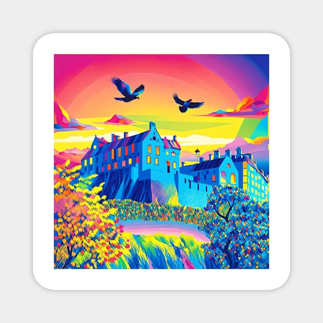 Edinburgh Castle, Pop Art - Edinburgh Castle Pop Art - Magnet | TeePublic