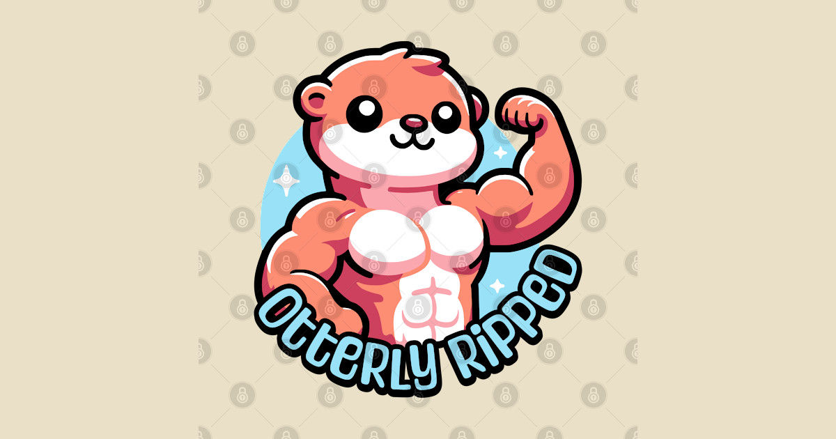 Otterly Ripped! Cute Muscular Otter Pun - Cute Gym Puns - T-Shirt ...