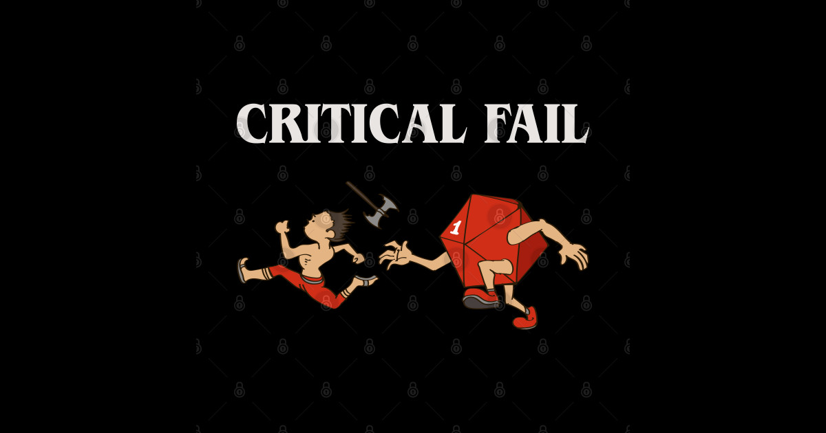Critical Fail Running from D20 Dice Tabletop RPG - Critical Fail - Pin ...