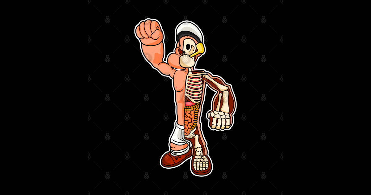 Popeye Half Skeleton Style //// Spinach Power Revealed Tshirt! - Popeye ...