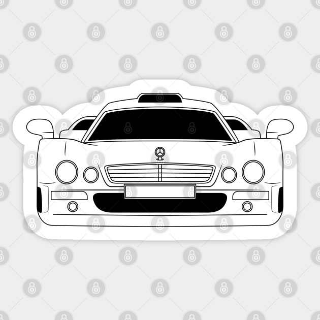 Mercedes Benz CLK GTR Black Outline - Car - Sticker | TeePublic